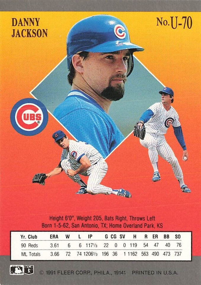 1991 Ultra Update Danny Jackson Chicago Cubs #U-70 | eBay