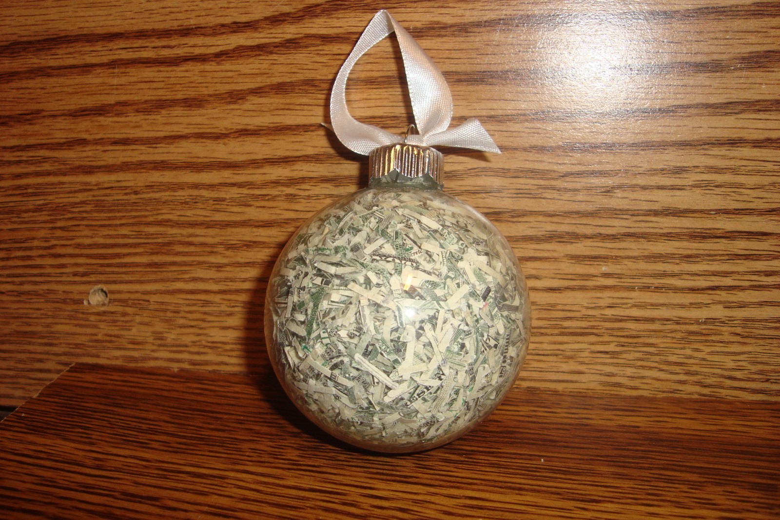 Shredded Cash Currency Round Glass Hanging Christmas Ornament Shredded ...