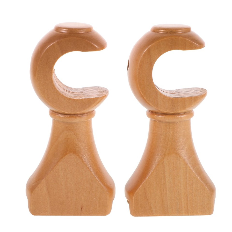 2pcs Wood Curtain Rod Bracket: Curtain Pole Wall Bracket - Drapery Rod ...