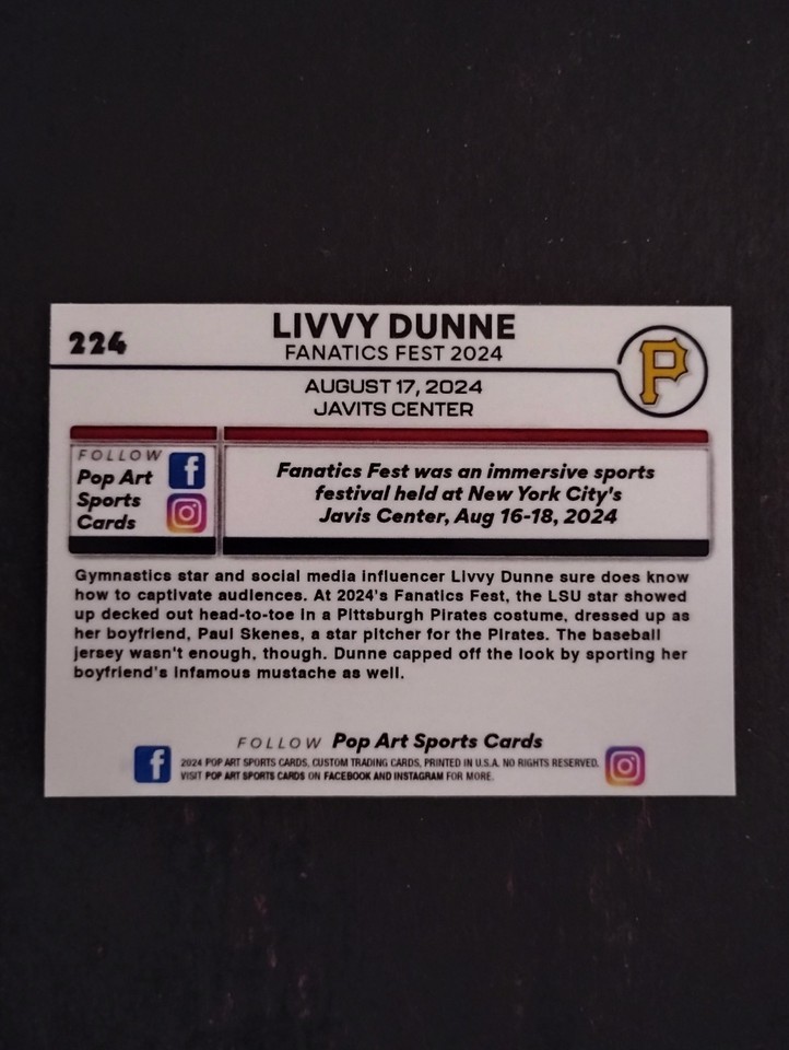 2024 Style Livvy Dunne Custom Trading Card - Fanatics Fest 2024 | eBay