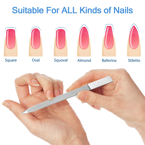 3 Piece Diamond Nail File Set, Stainless Steel Double-Sided, Sapphire ...
