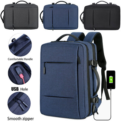 Men Women Travel Business Backpack Charge USB Port Laptop Notebook ...