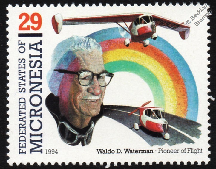 Waldo WATERMAN ARROWBILE (W-5) Pusher Roadable Air-Car Aircraft Stamp ...
