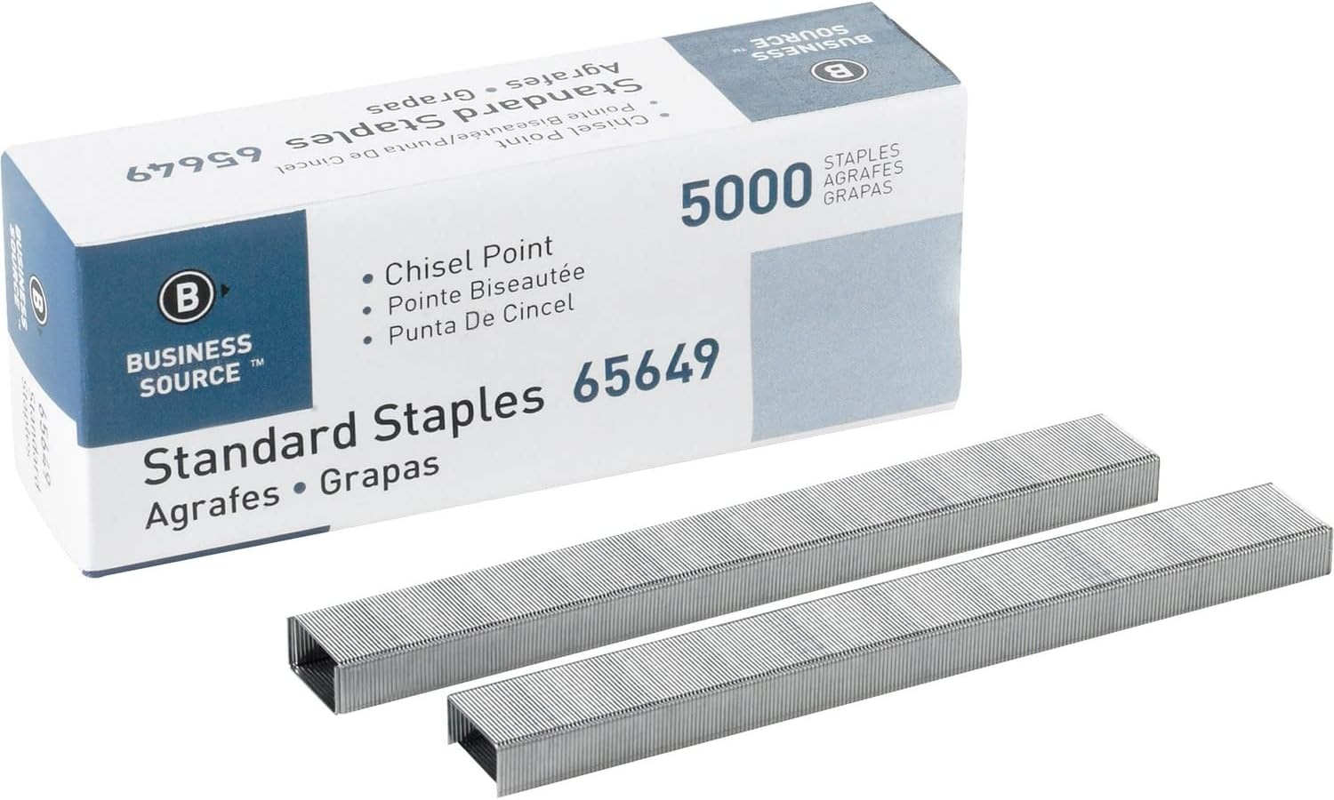 Business Source 65649 Standard Staples, Chisel Point, 210 Strip, 5000 ...