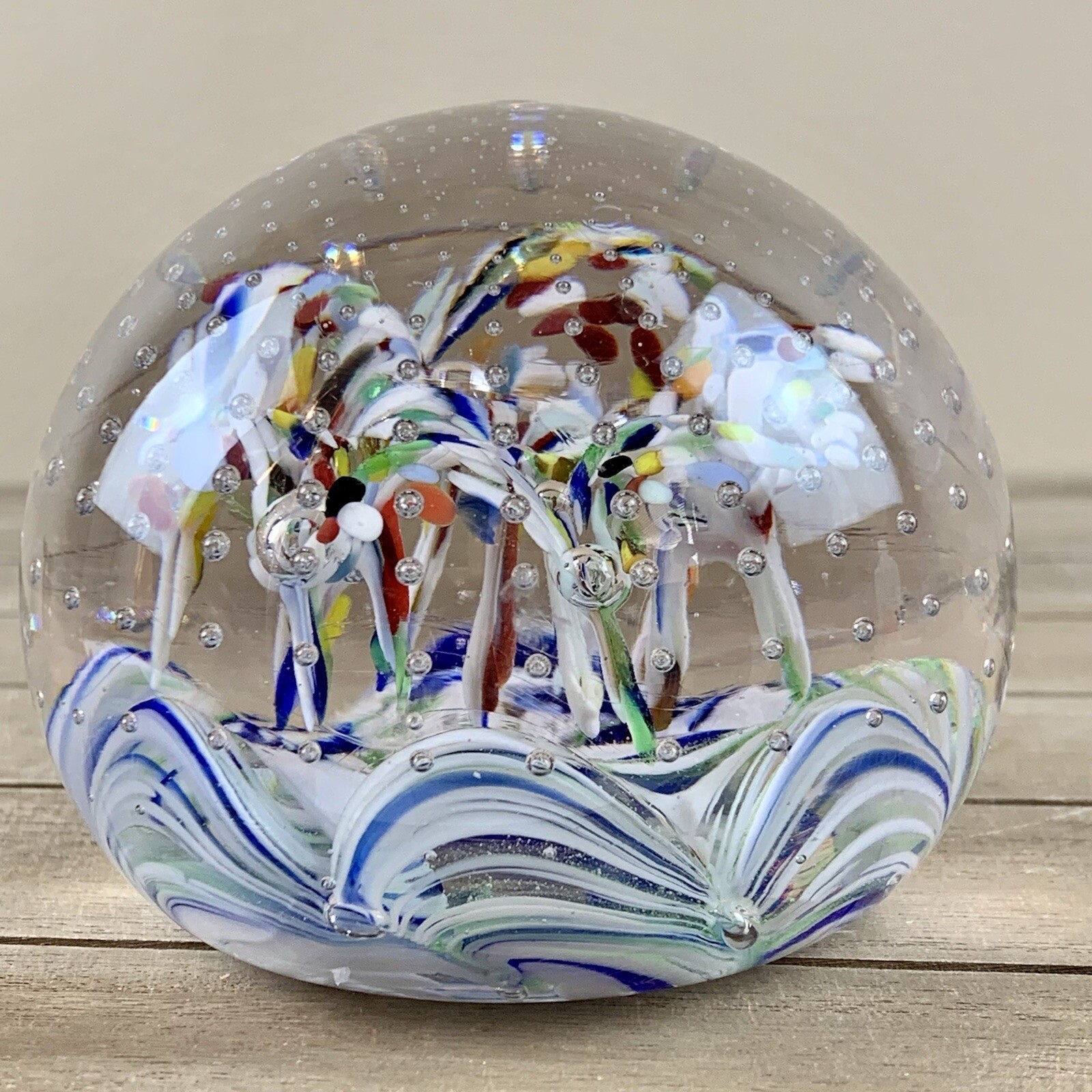 Vintage ALTAGLASS Art Glass CANADA Flower Multicolor Paperweight w ...