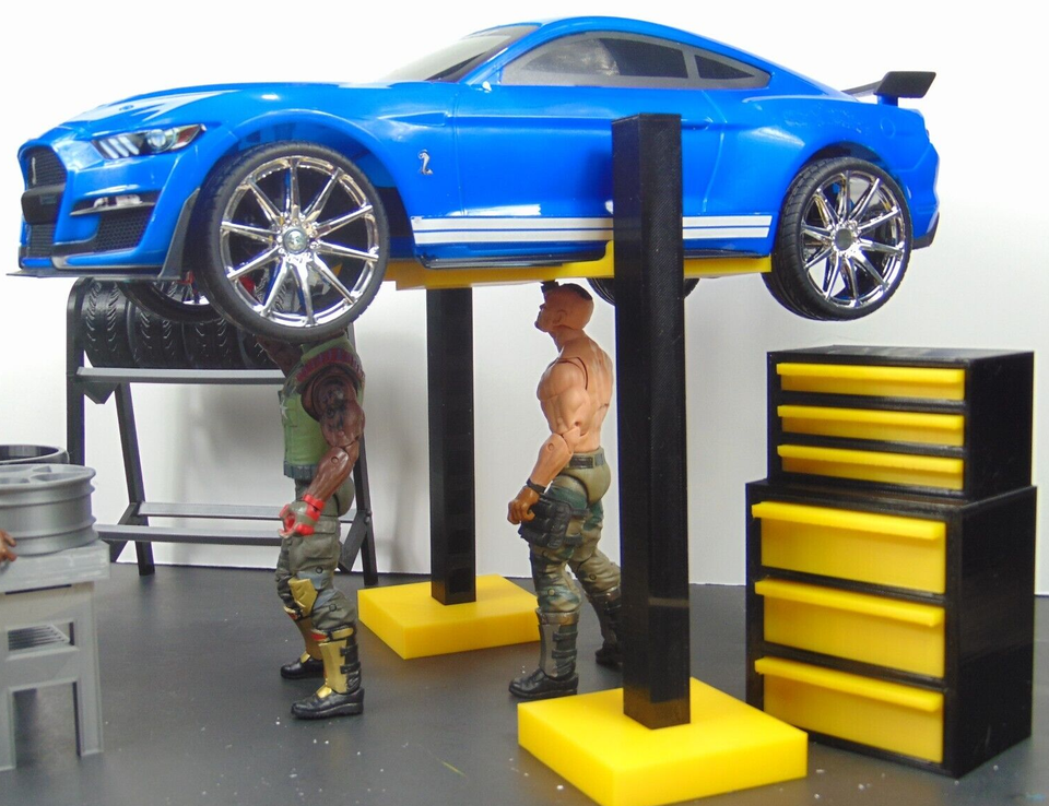 Custom 1:12 Scale Garage Vehicle Car Lift Diorama Prop Accessory for 6 ...