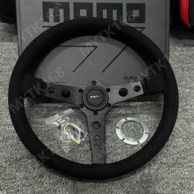 MOMO prototipo P5 Black Edition 350mm 14' Suede Leather Sport Steering ...