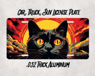 Black Cat Atomic Explosion Pop Art License Plate aluminum vanity car ...