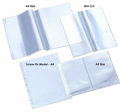 Clear Menu Pockets PVC Inserts Sleeves Single Double Screw fix - A4, A5 ...
