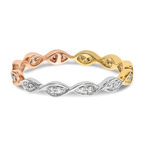 14k Tri Couleur Vintage Or Motif Diamant Alliance Bague 2.70mm Taille 5 ...