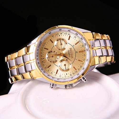 Fashion+Men%27s+Luxury+Date+Gold+Dial+Stainless+Steel+Analog+Quartz ...