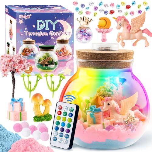 Hollyhi Light Up Terrarium Kit for Kids, DIY Unicorn Toys for 3 4 5 6 7 ...