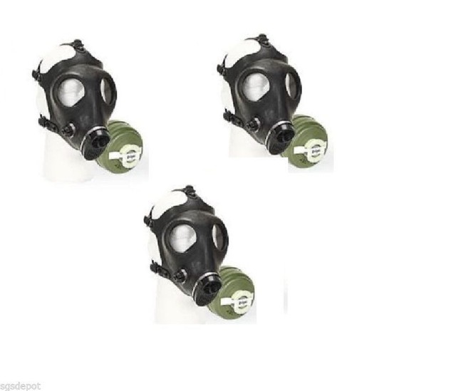 (3) Israeli Gas Mask Military NBC NATO 40mm Filter Disaster Emergency ...