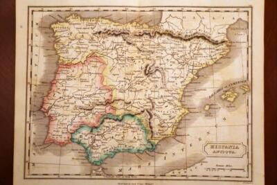 1852 RARE ANTIQUE CAREY & LEA ATLAS MAP-ANCIENT SPAIN-"HISPANIA ANTIQUA ...
