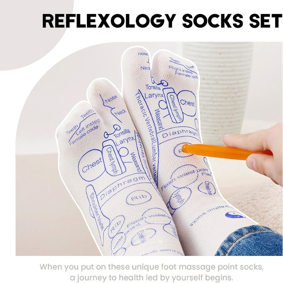 Acupressure Reflexology Socks w/Trigger Point Massage Tool Pressure ...