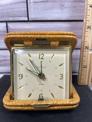 Vintage Rensie Gold Accent Wind-Up Travel Alarm Clock Works Germany ...