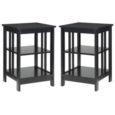 Home Square Mission Square End Table in Black Wood Finish - Set of 2 | eBay
