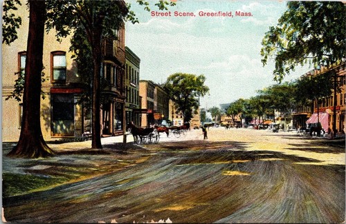 Street Scene, Greenfield, Massachussetts Horse Buggy Postcard UNP | eBay