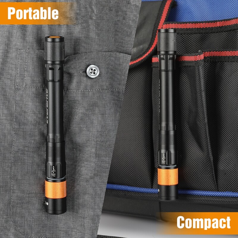 EverBrite Rechargeable Pen Light 4 Lighting Modes Zoomable Handheld ...