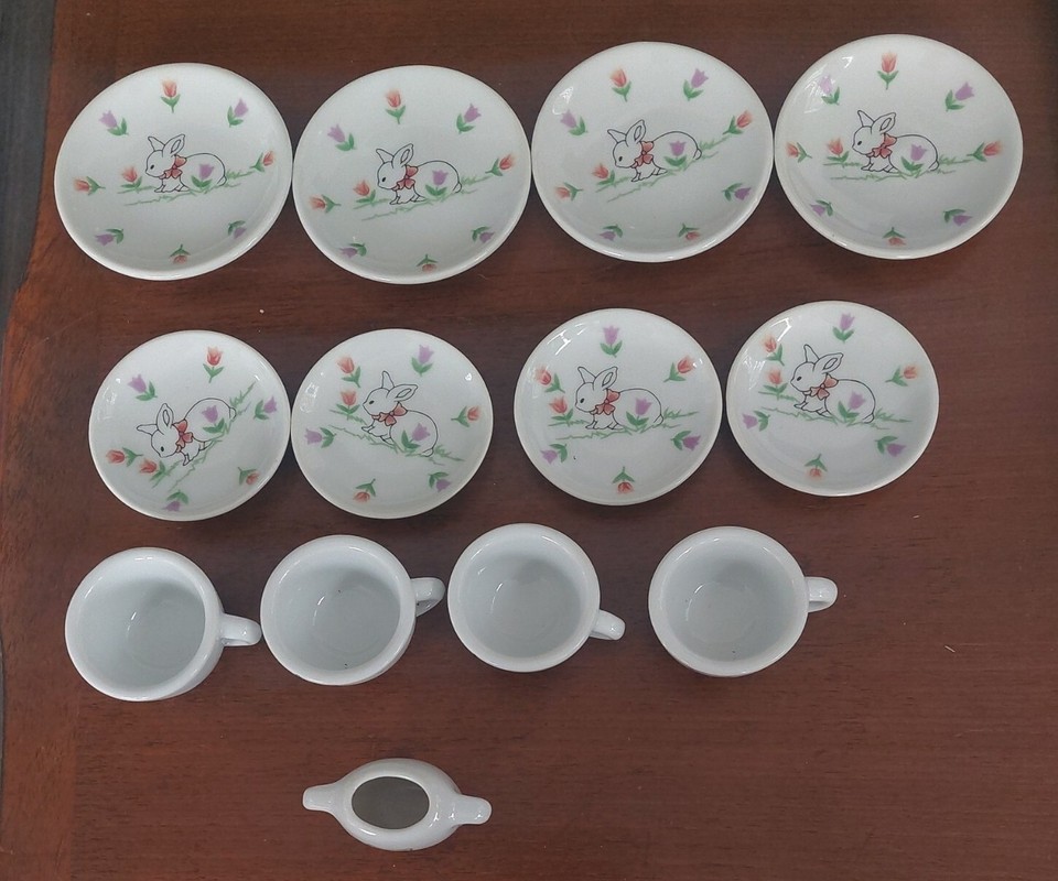 Vintage ABC Distributing Porcelain bunny tea set Miniature set. Tea ...