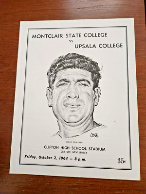 1964 MONTCLAIR STATE vs UPSALA Football Program October 2 JERRY EDWARDS ...