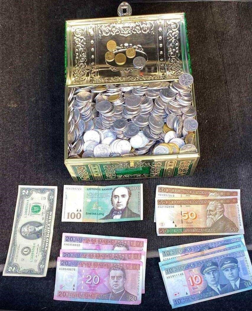 Box of Lithuanian Litas, Centas. Lithuanian money and coins. Lietuviski ...