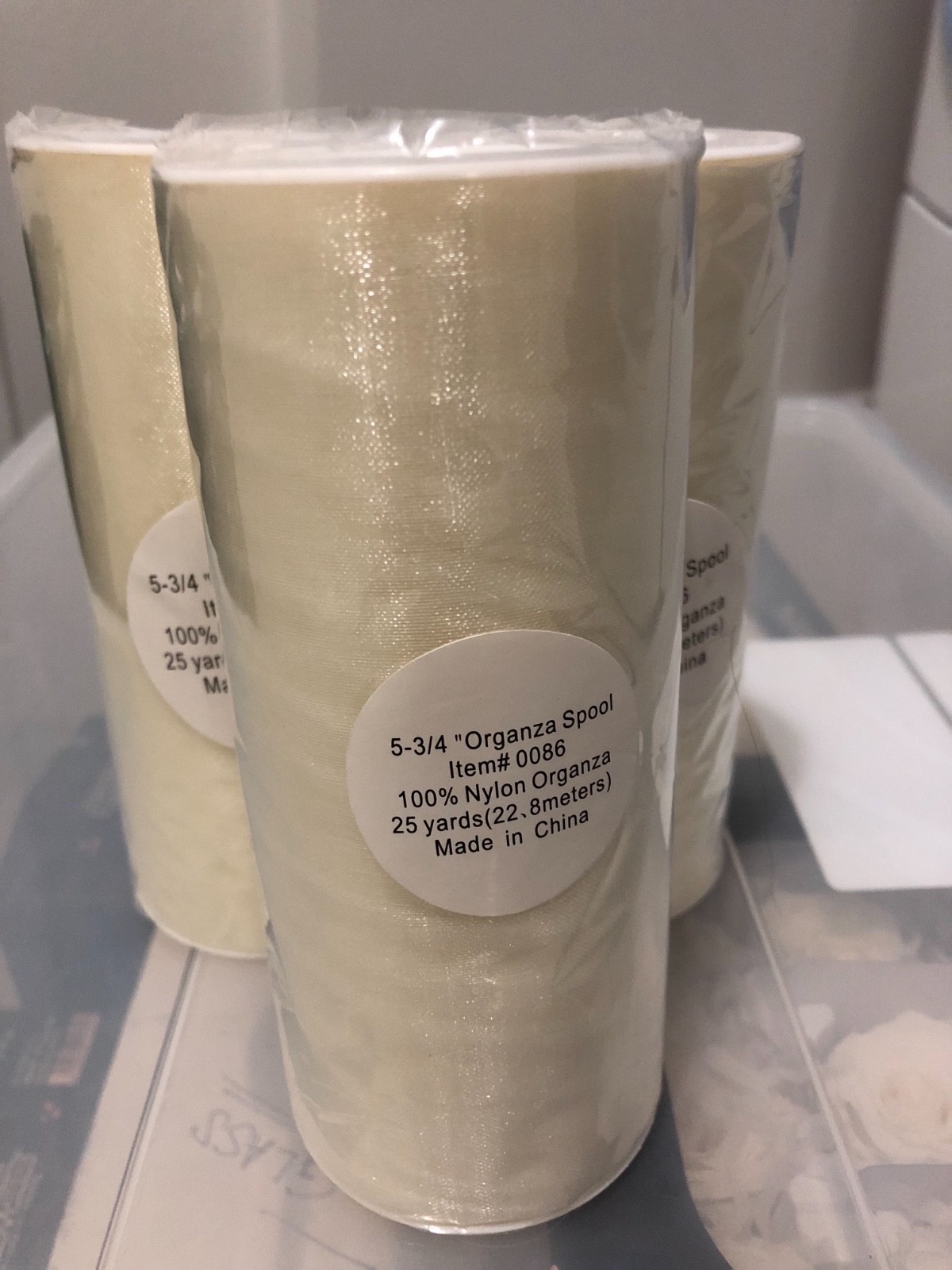 organza spool, ivory, 25 yards, 5 3/4”, lot of 3 | eBay