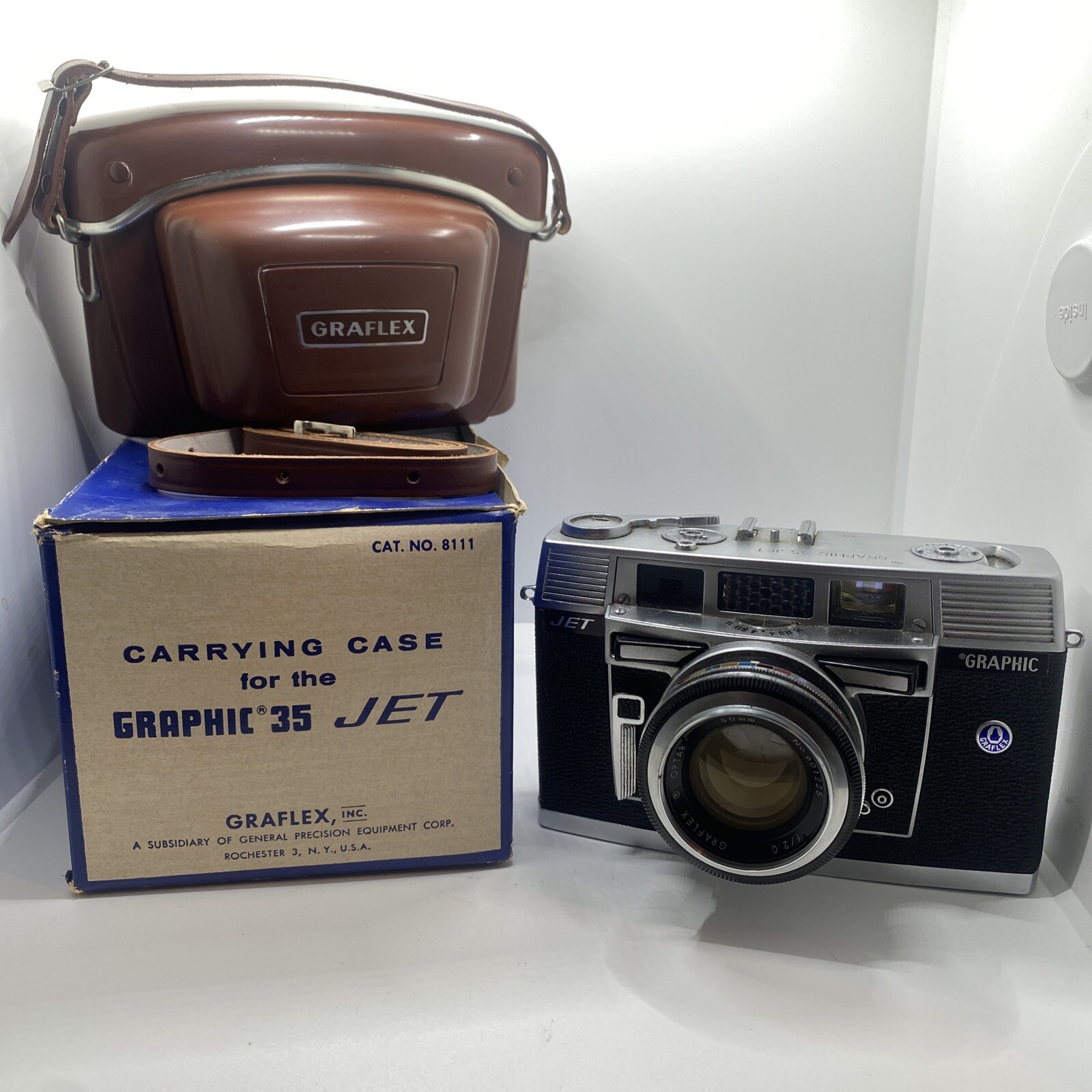 RARE JET Graflex Graphic 35mm CO2 camera 50mm f2.0 lens w NOS leather ...