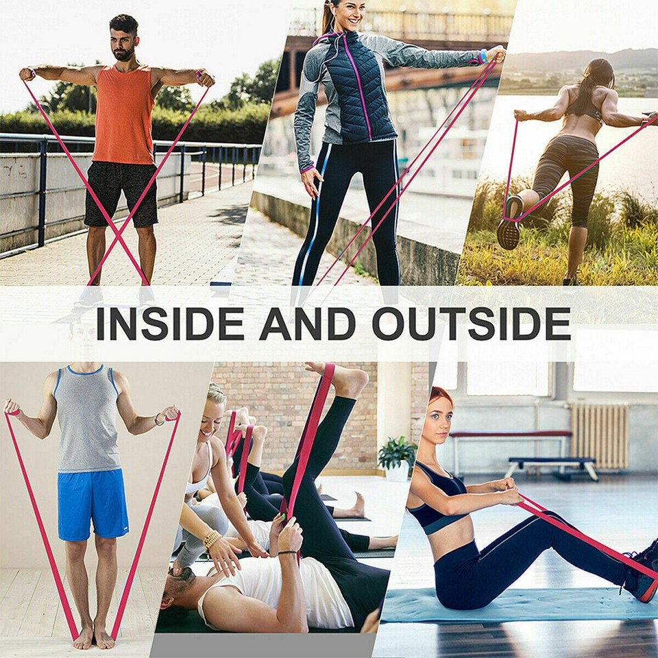 65-175 lbs Resistance Band Set Yoga Pilates Exercise Fitness Tube ...
