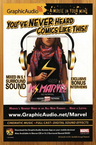 2015 Ms. Marvel Graphic Audio Print Ad/Poster Comics Superhero Promo ...