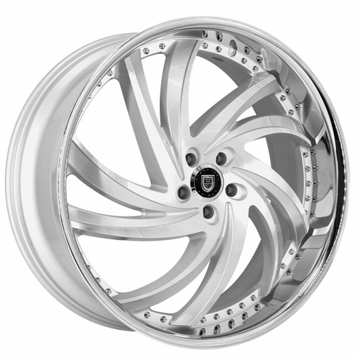 24x9" Lexani Wheels Turbine Silver with SS Lip Rims (Floating Caps ...