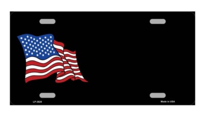 BLACK TAG / WAVING AMERICAN FLAG METAL AUTO TAG LICENSE PLATE 6X12 (NEW ...