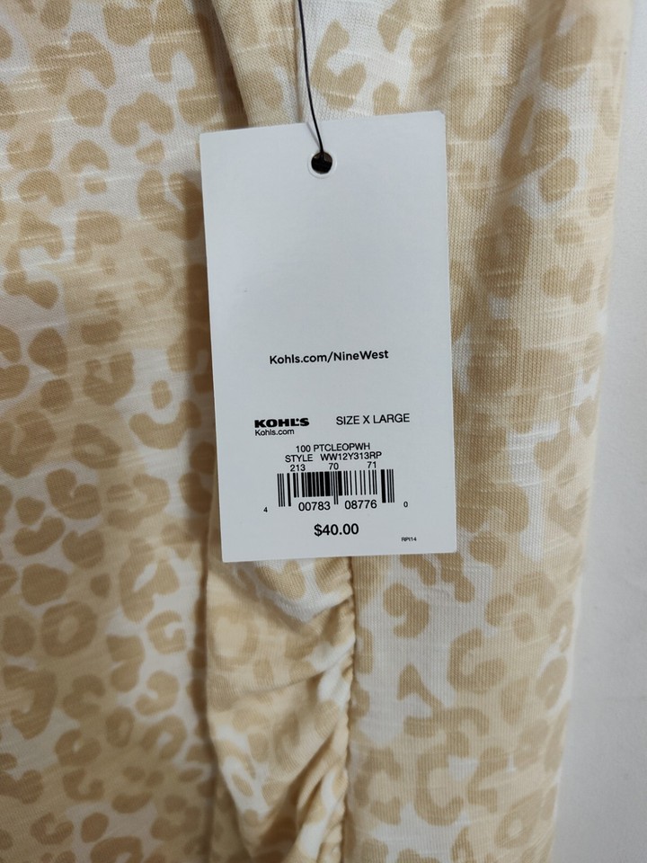 New Nine West Dress Beige Leopard Rayon Blend Women S Xl Sleeveless