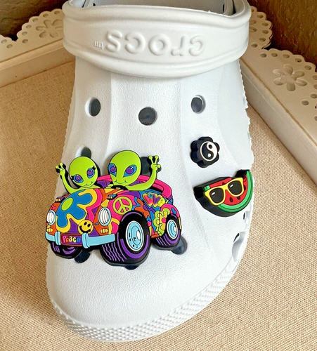 Crocs Jibbitz Lisa Frank Aliens in Car Bundle Watermelon & Peace Sign 3 ...