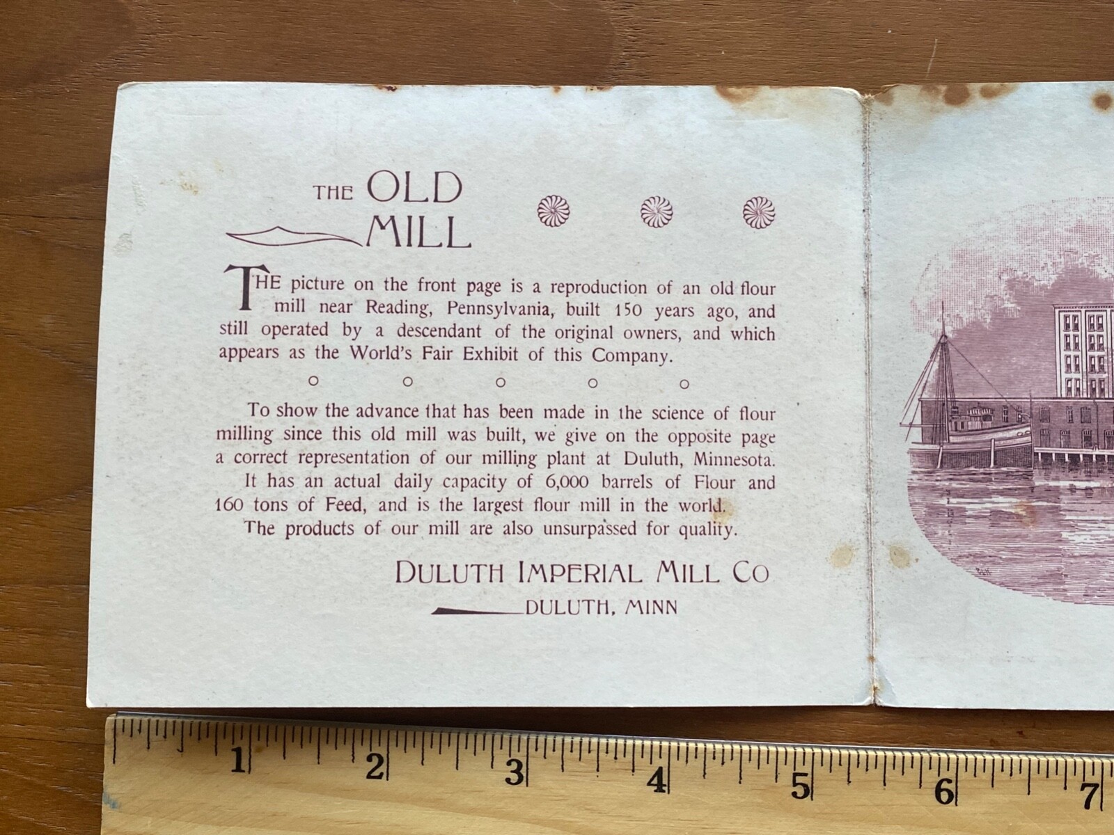 Vintage Duluth Imperial Mill Co. THE OLD MILL Chicago World's Fair 1893 ...