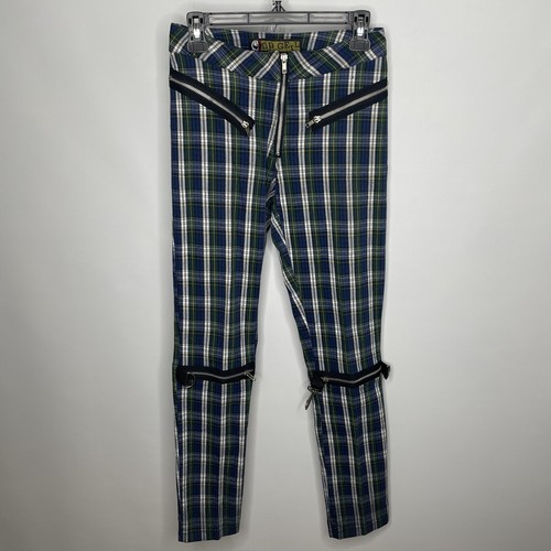 Vintage 90s Dogpile DP Gerl Blue Green Plaid Bondage Pants Size S | eBay