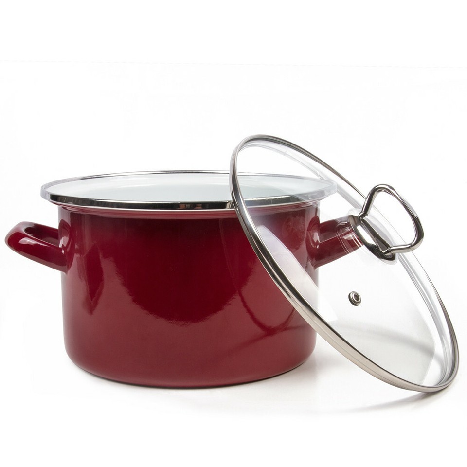 Red Enameled StockPot. Durable Enamelware Stock Pots Casserole from ...