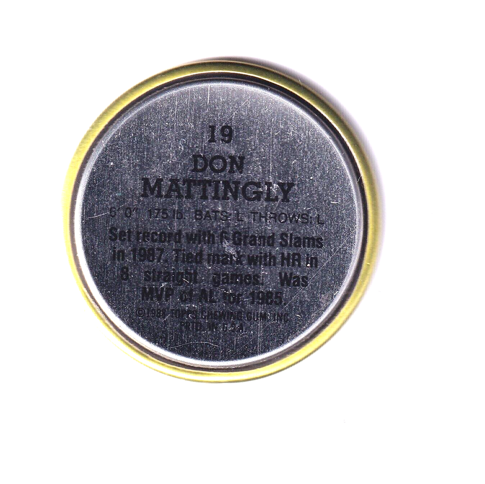 Don Mattingly 1988 Topps MLB Photo Coins # 19 Yankes | eBay