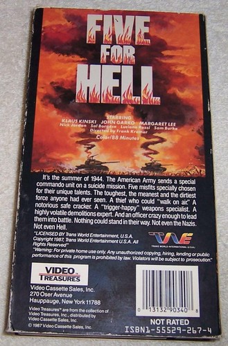 Five for Hell VHS Video Klaus Kinski John Garko Margaret Lee | eBay