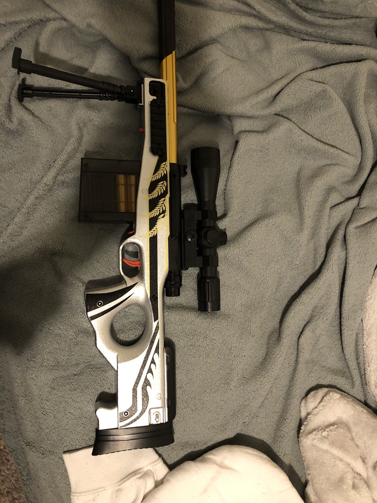 Sniper Rifle AWM Soft Bullet Shell Ejection White And Black Toy Gun | eBay