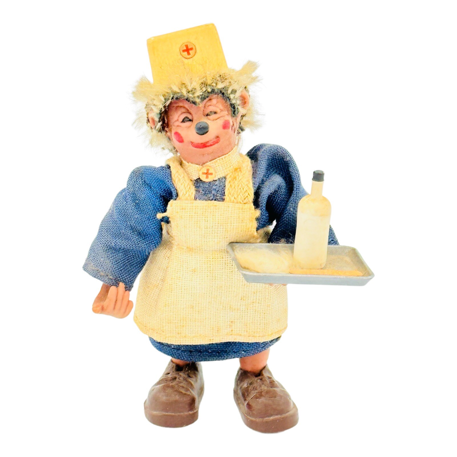 Vintage Peter Mecki 3.5" Steiff Hedgehog Doll Nurse With Medicine Tray ...