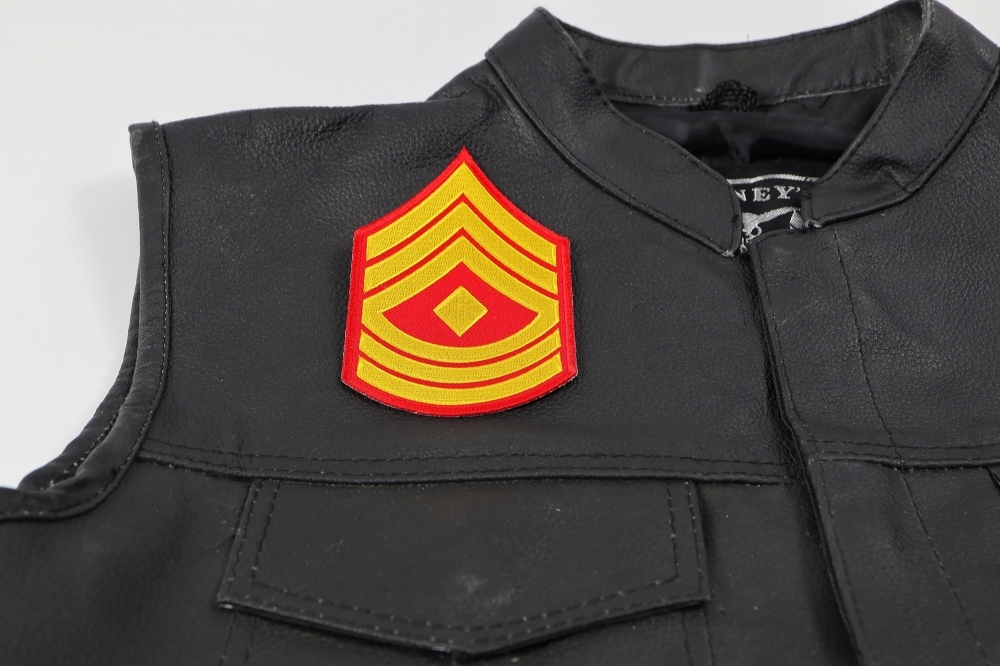 US Marine Corps FIRST SERGEANT Patch Jacket Biker Vest E-8 Chevron USMC ...