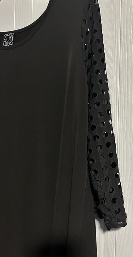 Clara Sun Woo Women’s Black Asymmetric Diagonal Hem Tunic Top Size ...