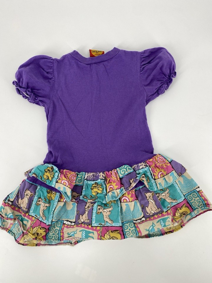 Vintage Disney Lion King Dress Girls 4T Purple Simba Nala Graphic 90s ...