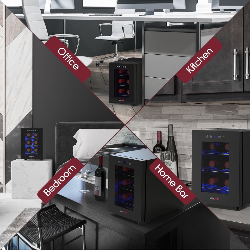 Ionchill 6-Bottle Wine Cooler, New Standard Door Mini Fridge with Wine ...