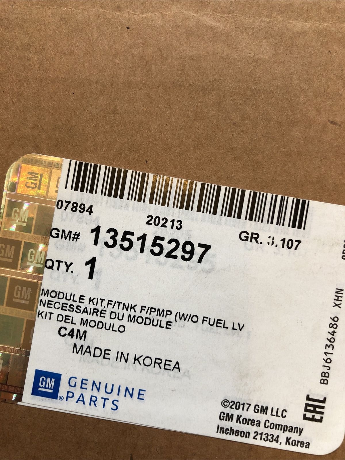 Vauxhall Viva 15-21 Mk4 1.0 Petrol B10XE In Tank Fuel Pump 13515297 for ...