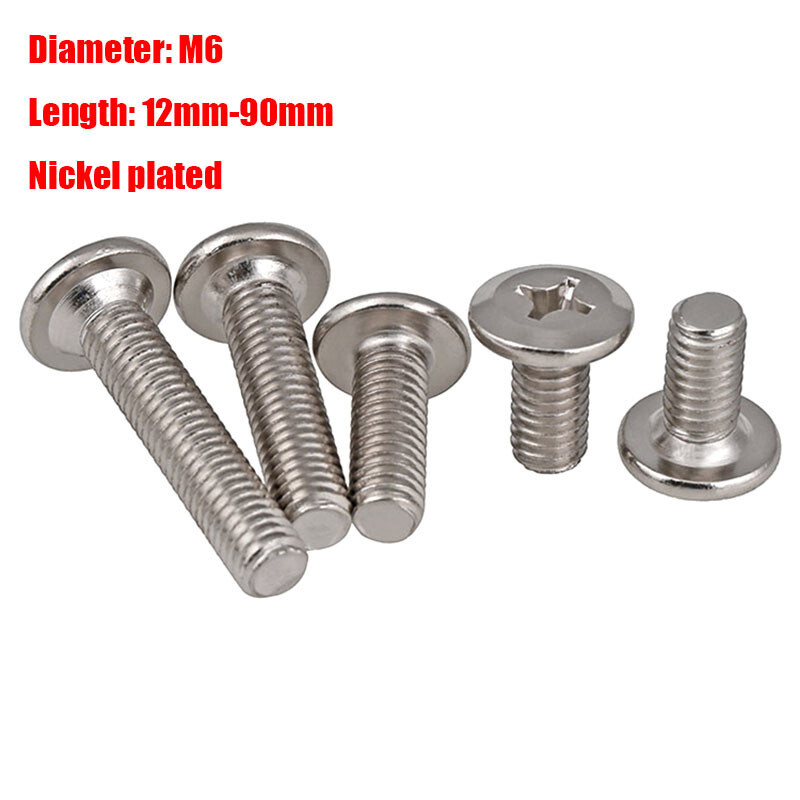 M6 Machine Screw Phillips Bolts Flat Head Low Profile Nickel Plated ...