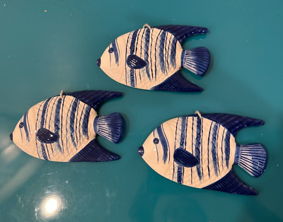 Tropical Fish Wall 3pc 8in Black Spotted Resin Tropical Fish Wall