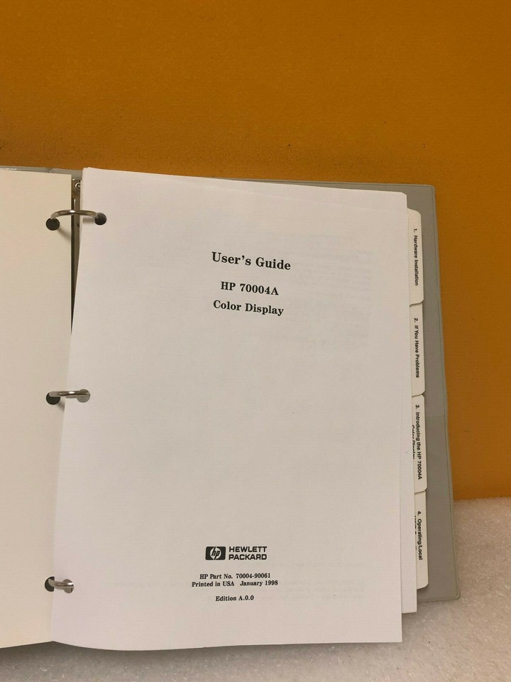HP / Agilent 70004-90061 HP 70004A Color Display User's Guide | eBay