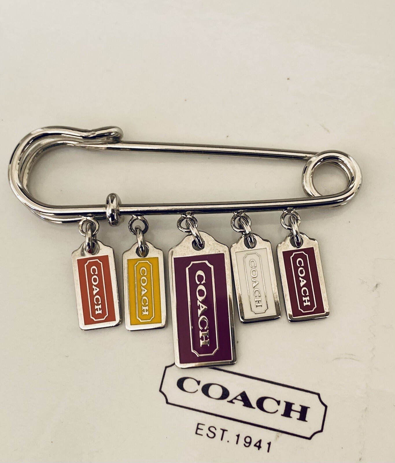 NEW COACH KILT BROOCH ENAMEL MULTI COLOR HANGTAG CHARMS PIN #8488 | eBay
